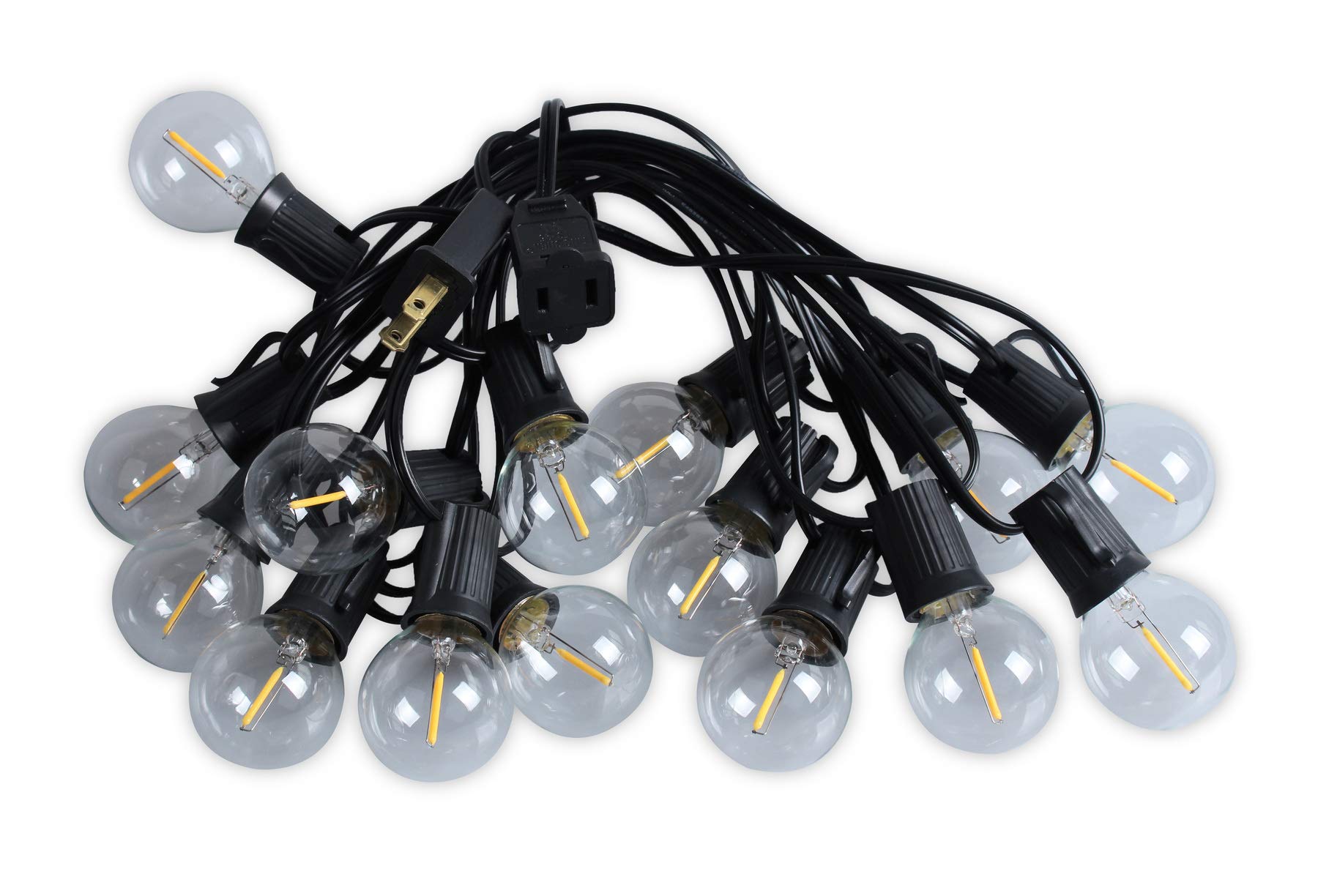 LEDPAX Technology 100Ft G40 Outdoor String Lights with 100 Shatterproof LED Clear Globe Bulbs for Patio, Garden, Backyard, Deck, Foot, Black