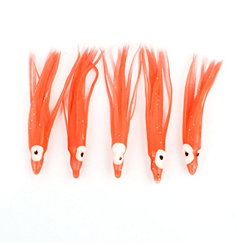 Qtqgoitem Orange Red Fishing Tool Octopus Squid Shaped Lure 2.9" 5 Pcs (model: a4a 36a 6c1 491 9eb)
