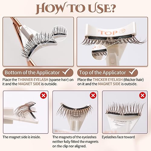 MLEN Dual Magnetic Eyelashes Natural Look Magnetic Eyelashes Without Eyeliner Soft Magnets False Eyelashes No Glue or Eyeliner Needed with Applicator Reusable 3D Fake Lashes Extension with Tweezers