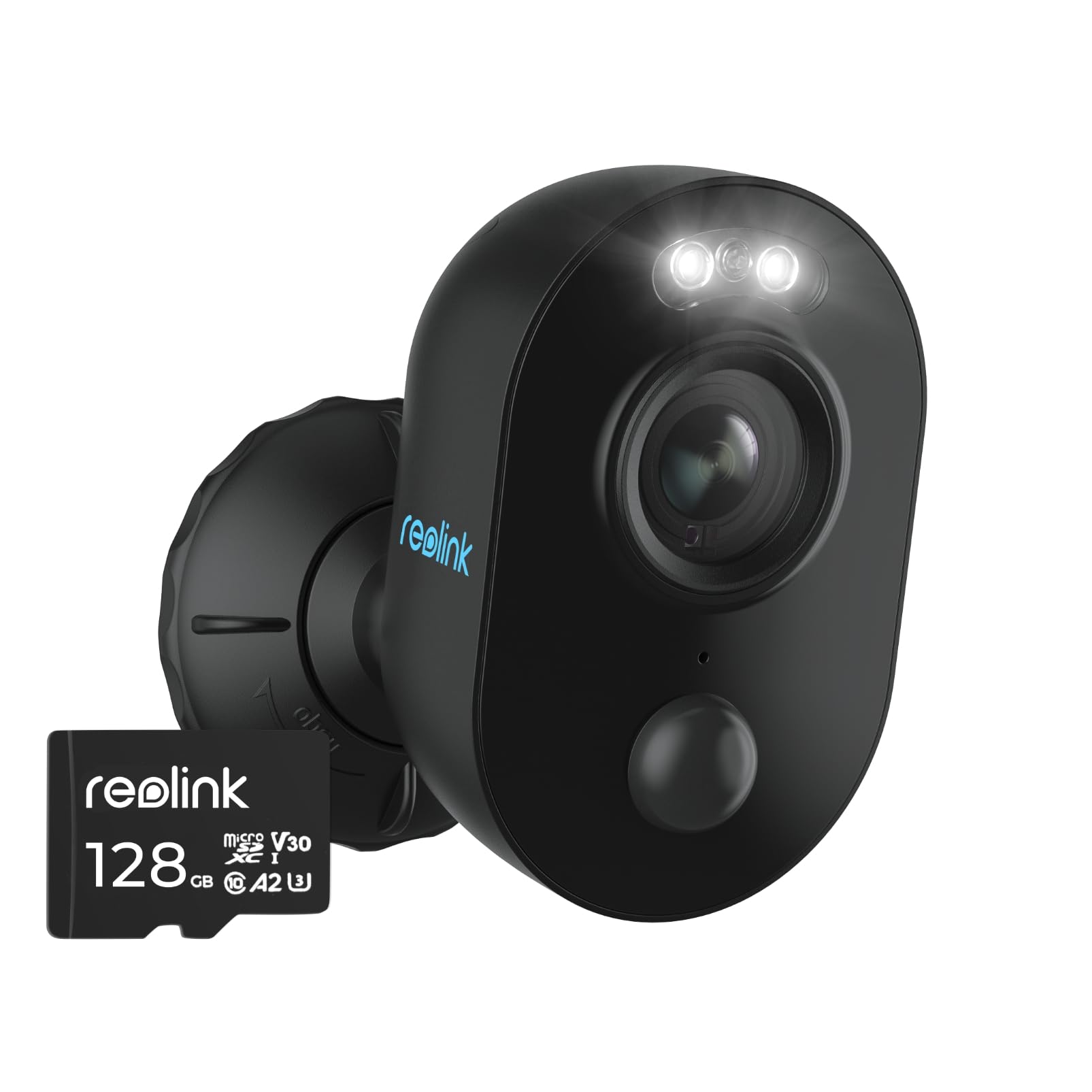 REOLINK Camera Bundle with 128GB microSD Card, 1080p, Plug-in, Color Night Vision with Bulit-in Spotlights, 2.4 GHz WiFi, Lumus