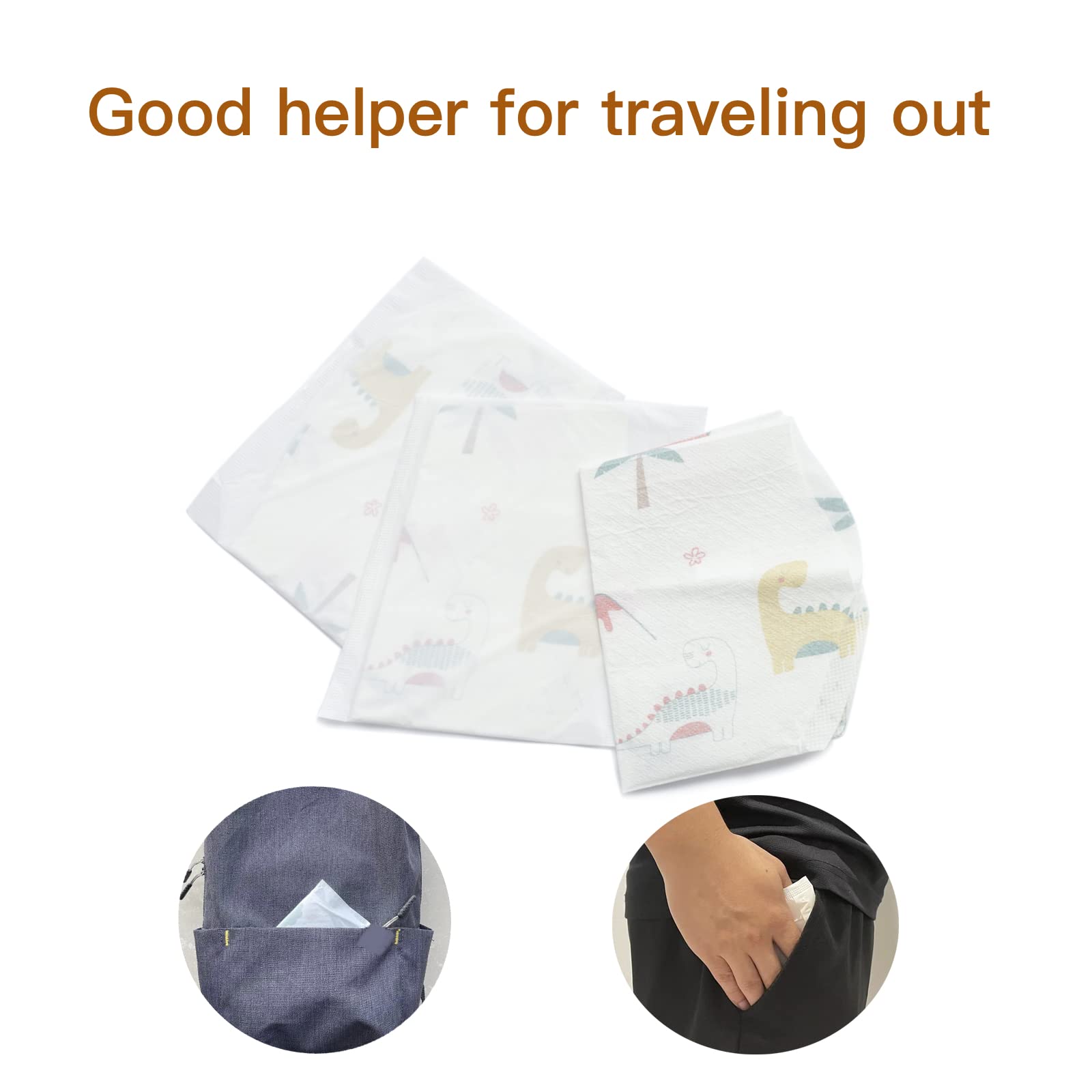 seilmost Baby Large Disposable Bibs - Toddler Travel Bibs with Individual Package - Big Pocket Leakproof bibs for Feeding (Dinosaurs,26PCS)