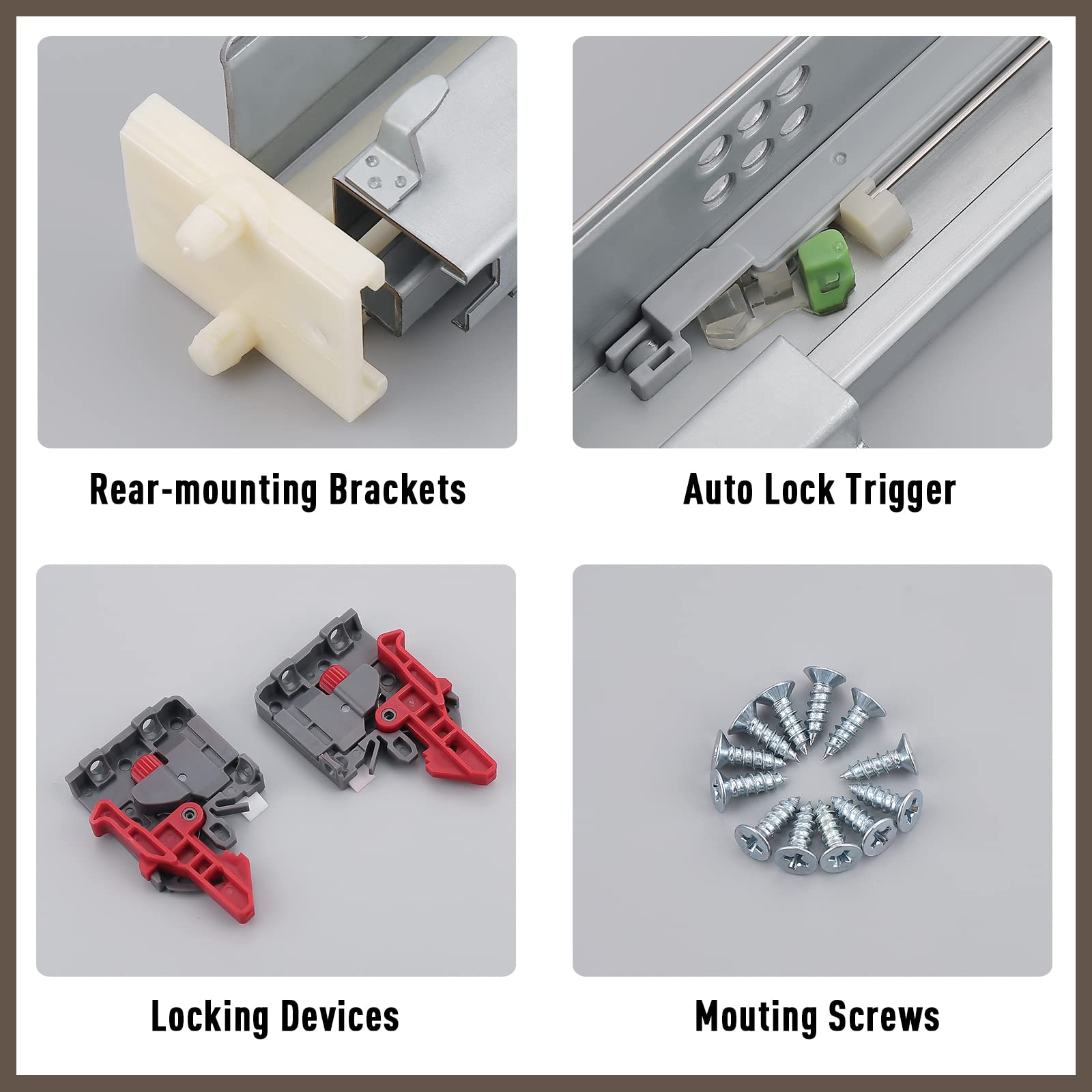 Knobonly 6 Pair 21" Soft Close Drawer Rails Full Extension, Undermount Zinc Plated Drawer Slides, Mounting Screws and Adjustable Locking Device Included, 85 lb Load Capacity
