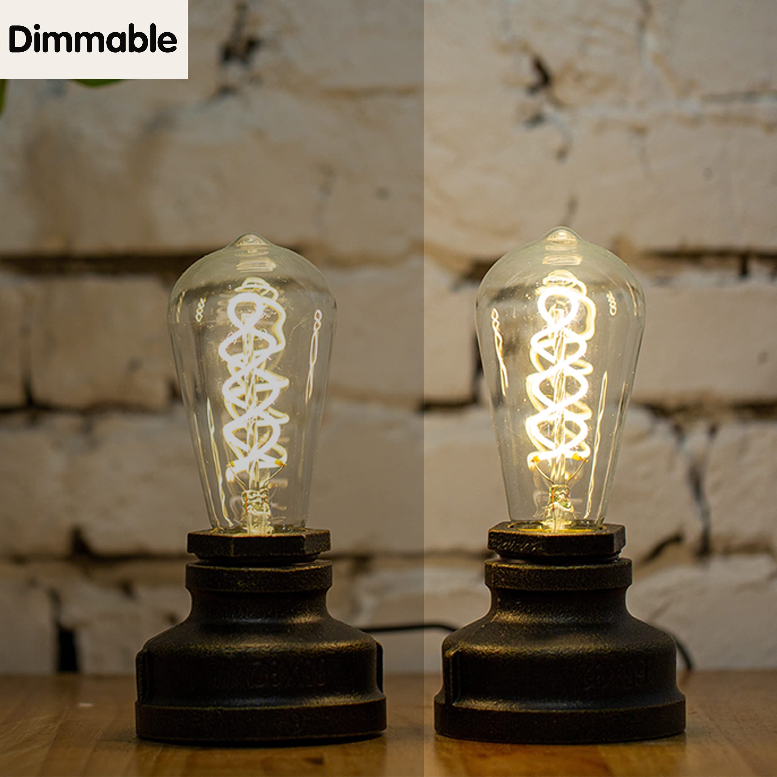 Mvleriud ST19 LED Edison Bulb, LED Decorative Spiral Filament Bulb, Dimmable, 40W Equivalent, 2700K Soft White, E26 Medium Base, 400LM, CRI80, 4 Packs