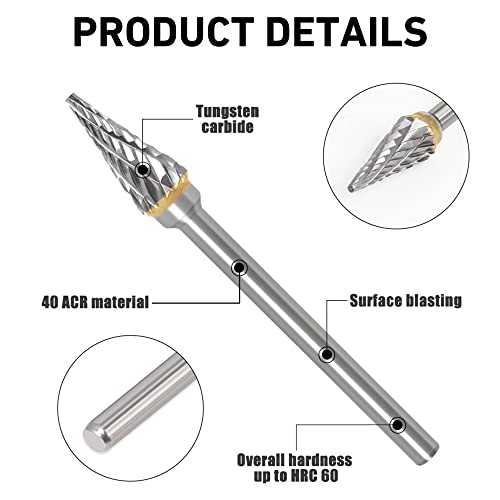 Redariti Carbide Rotary Burrs Set 1/8" Shank (3mm) 20PC, Double Cut Compatible with Dremel Accessories for Woodworking,Suitable for Fine Objects, Making Engraving Work More Excellent and Simple.