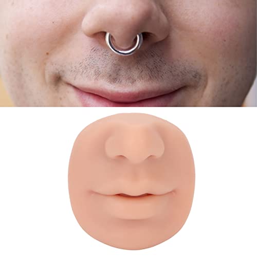 Silicone Nose Mode, Silicone Piercing Model, Nose Model for Piercing, with Mouth Flexible Soft Imitation Nose Model, Reusable Nose Displays, for Practice Training (Medium Skin Color)