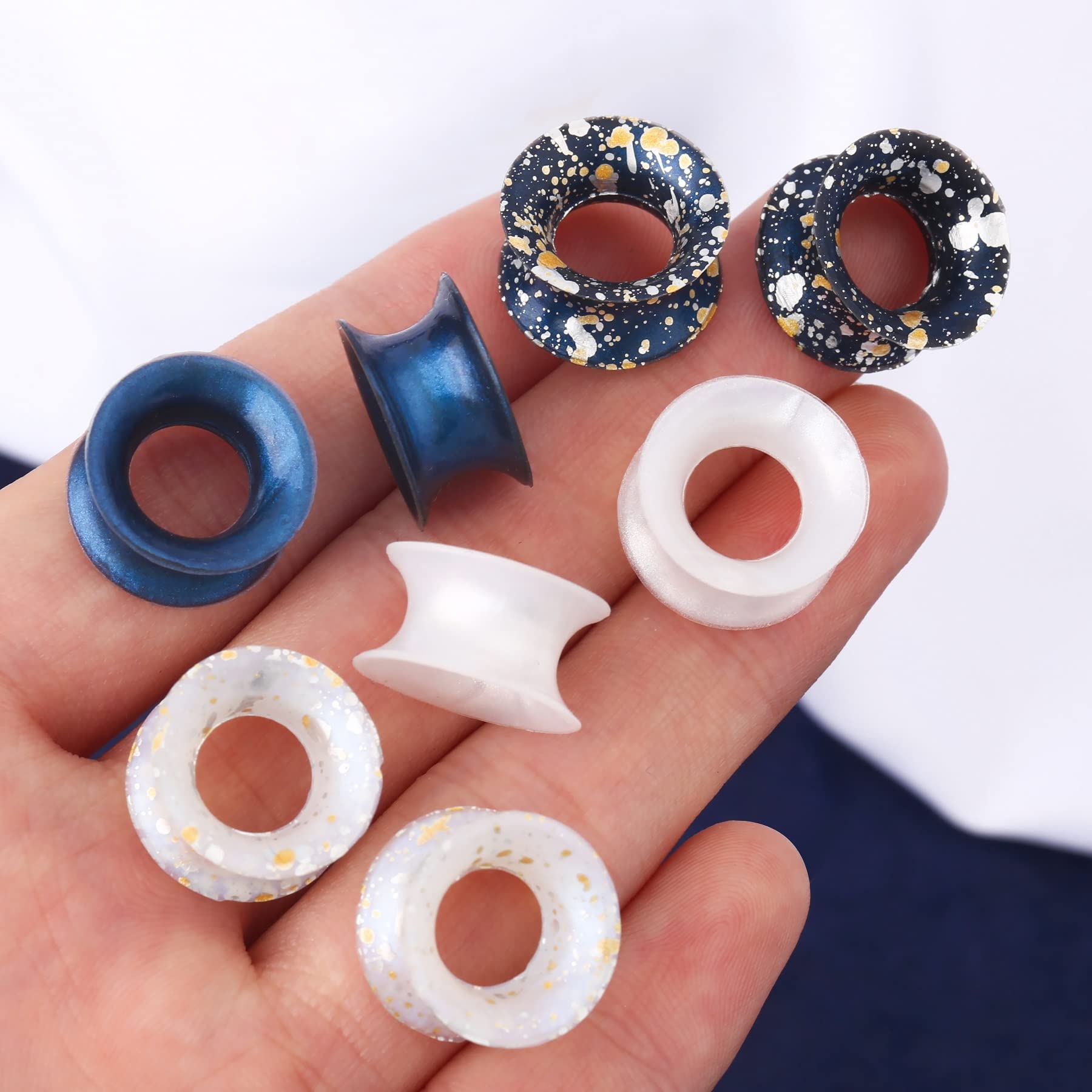 OUFER 8PCS Soft Silicone Ear Gauges Flexible Ear Skin Tunnels Earlets Plugs Stretcher Expander Set Ear Piercing Jewelry