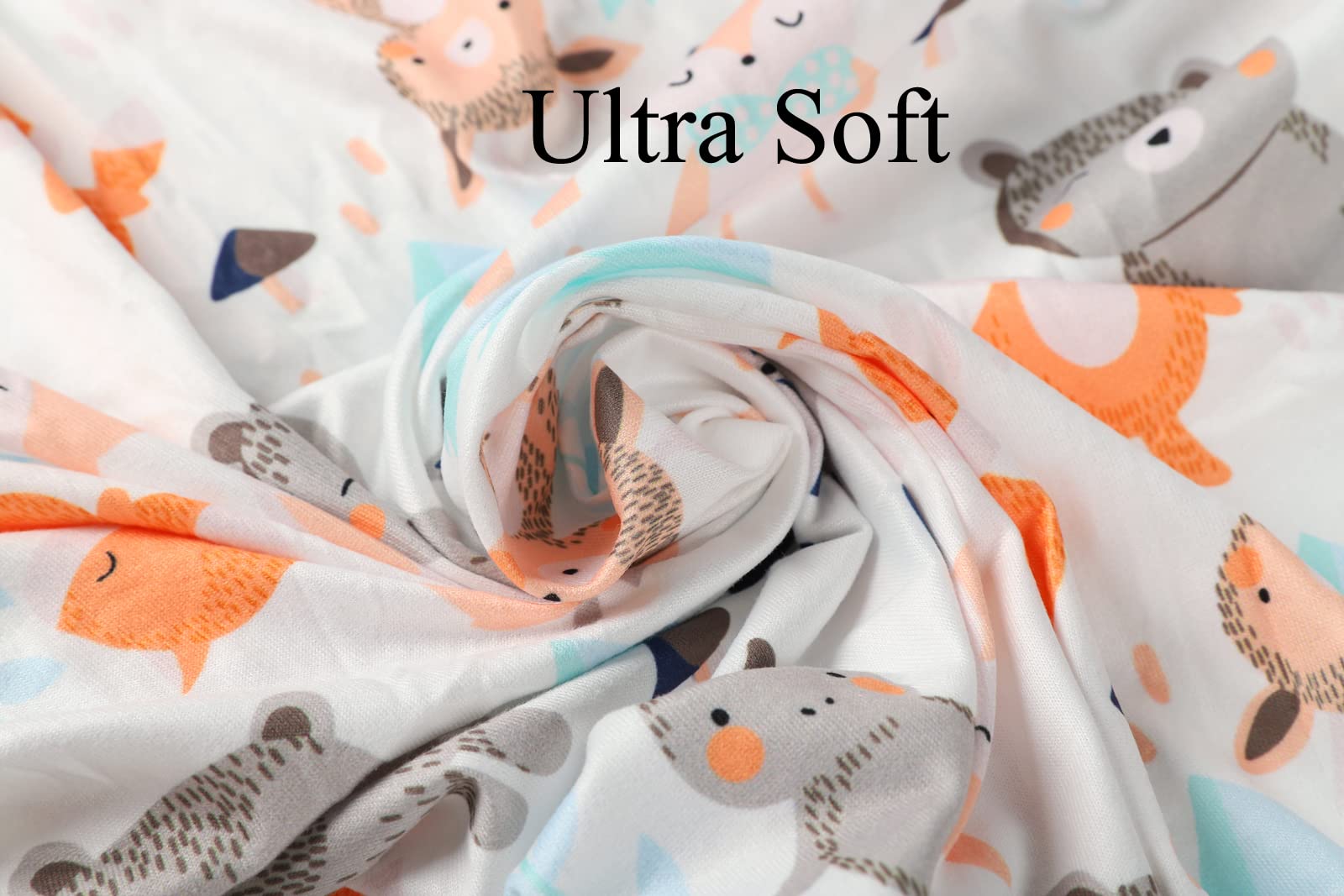 Tontukatu Pack n Play Sheet Stretchy Fitted Portable Mini Crib Sheets Set 3 Pack,Playard Sheets Convertible Playard Mattress Cover,Ultra Soft Jersey Material,Elephant Tiger,Fox & Grey