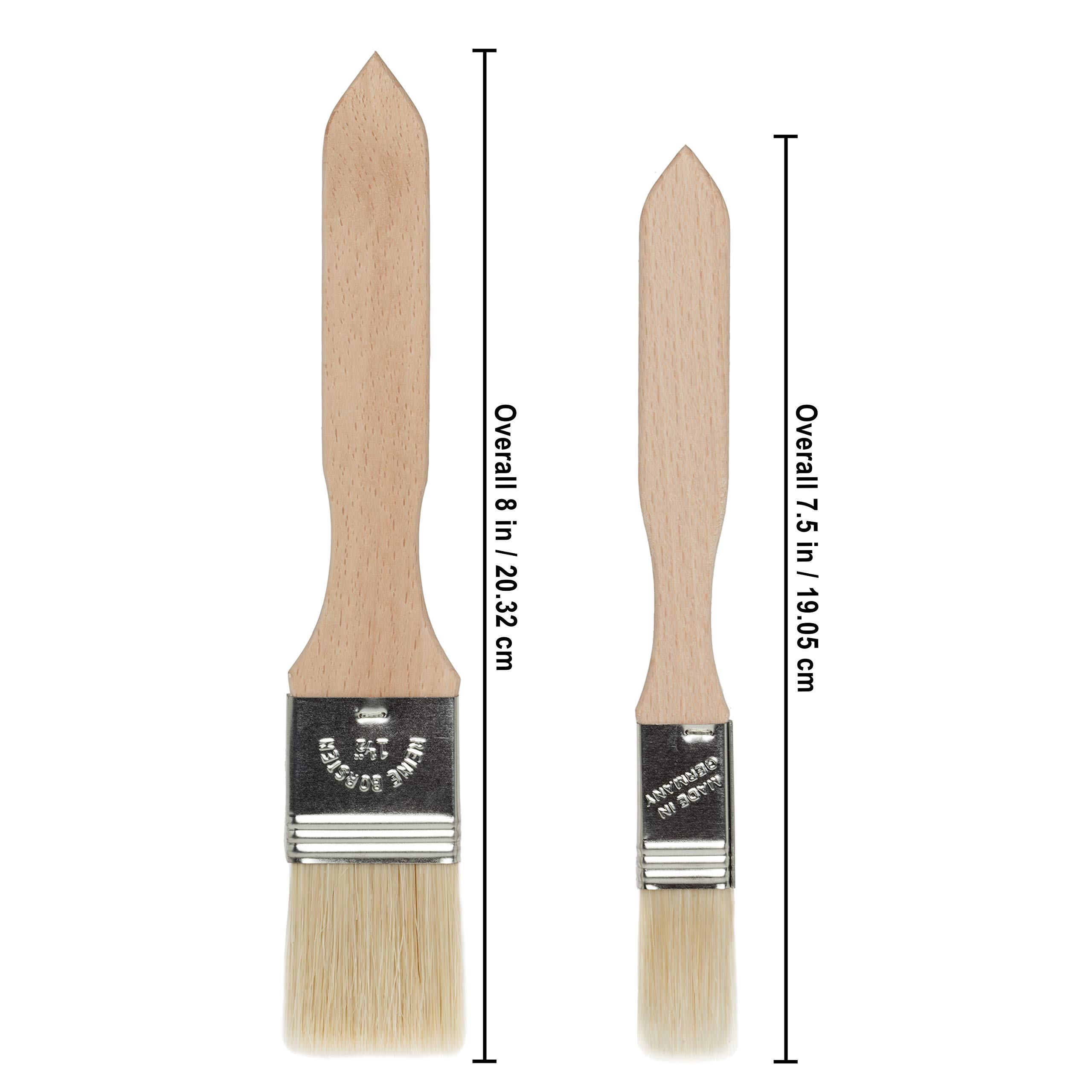 Redecker Pastry Brushes Set with Untreated Beechwood Handles, 2 Different Sizes, Multi-purpose Brushes with Natural Boar Bristles for Basting, Glazing and More, Made in Germany