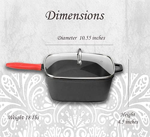 Orca pot 5in1 Cast Iron 6.5 Qt Dutch Oven Cooking Pot with Glass Lid, Cooking Pot for Baking, Frying, Steaming, Cast Iron Grill Lid, Steaming Plate & Basket