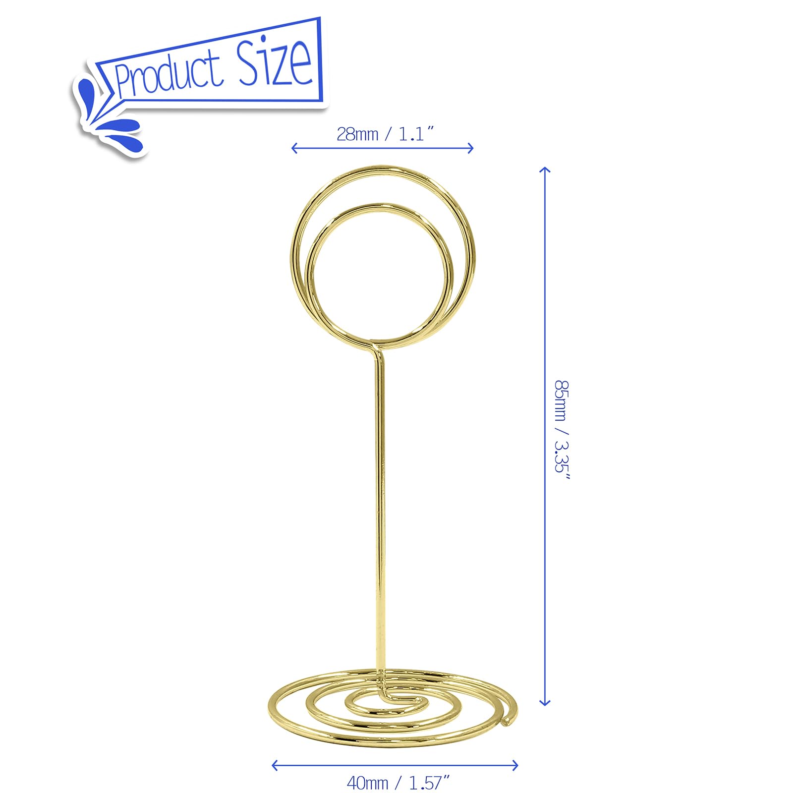 Waziaqoc 10Pcs Table Number Holders, Mini Round Place Card Holder, 3.35 Inch/85mm Short Table Number Stands for Wedding Party Graduation (Gold)