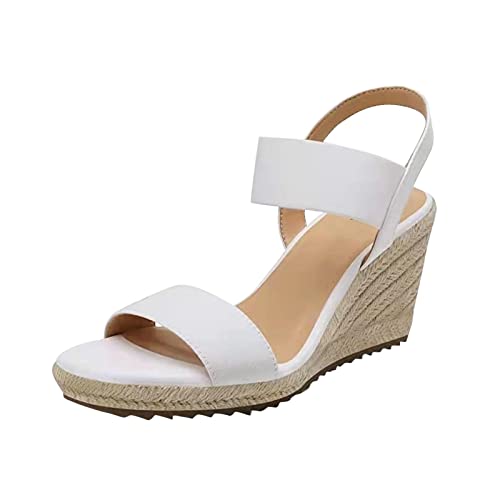 sckarle Women Summer Sandal Wedge Platform Ankle Strap Sandals Espadrille High Heel Slingback Open Toe Casual Sandals