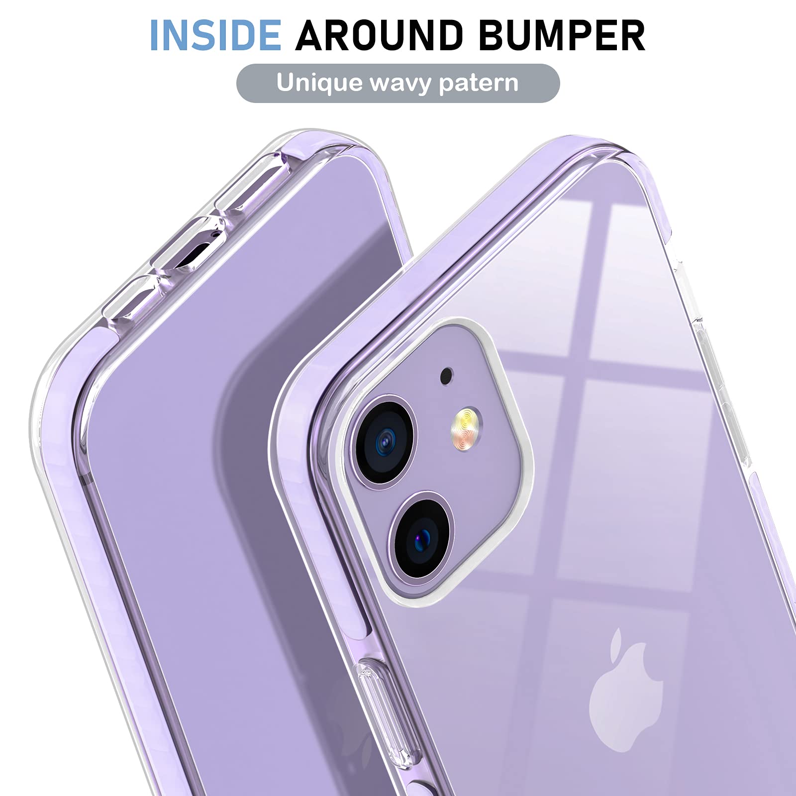 MATEPROX Compatible with iPhone 12 Pro Case and iPhone 12 Cases Clear Thin Slim Crystal Transparent Cover Shockproof Bumper Case(Light Pink)