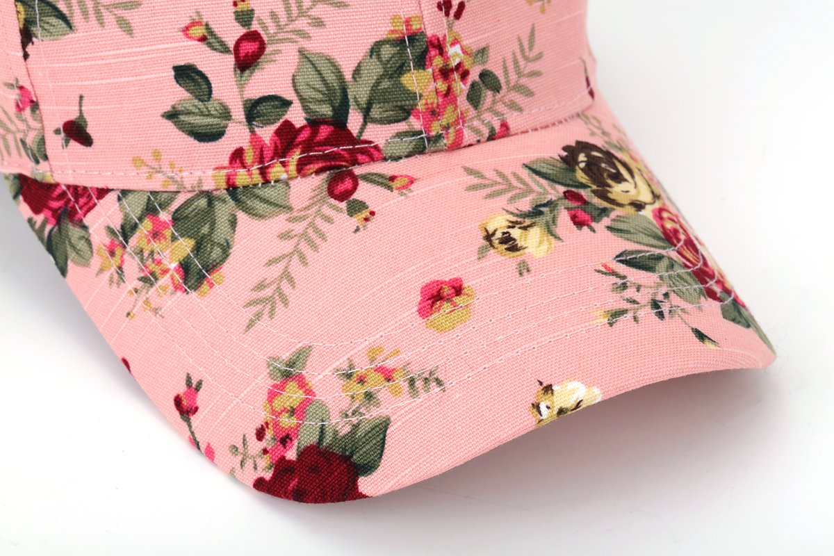 JOOWEN Floral Print Baseball Cap Adjustable 105% Cotton Canvas Dad Hat Hats for Women (Floral-Pink)