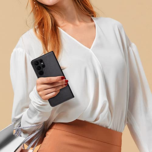 XcaseBar for Samsung Galaxy S23 Ultra Wallet case with 【RFID Blocking】 Credit Card Holder,Flip Folio Book PU Leather Phone case Shockproof Protective Cover Women Men for S23Ultra case Black