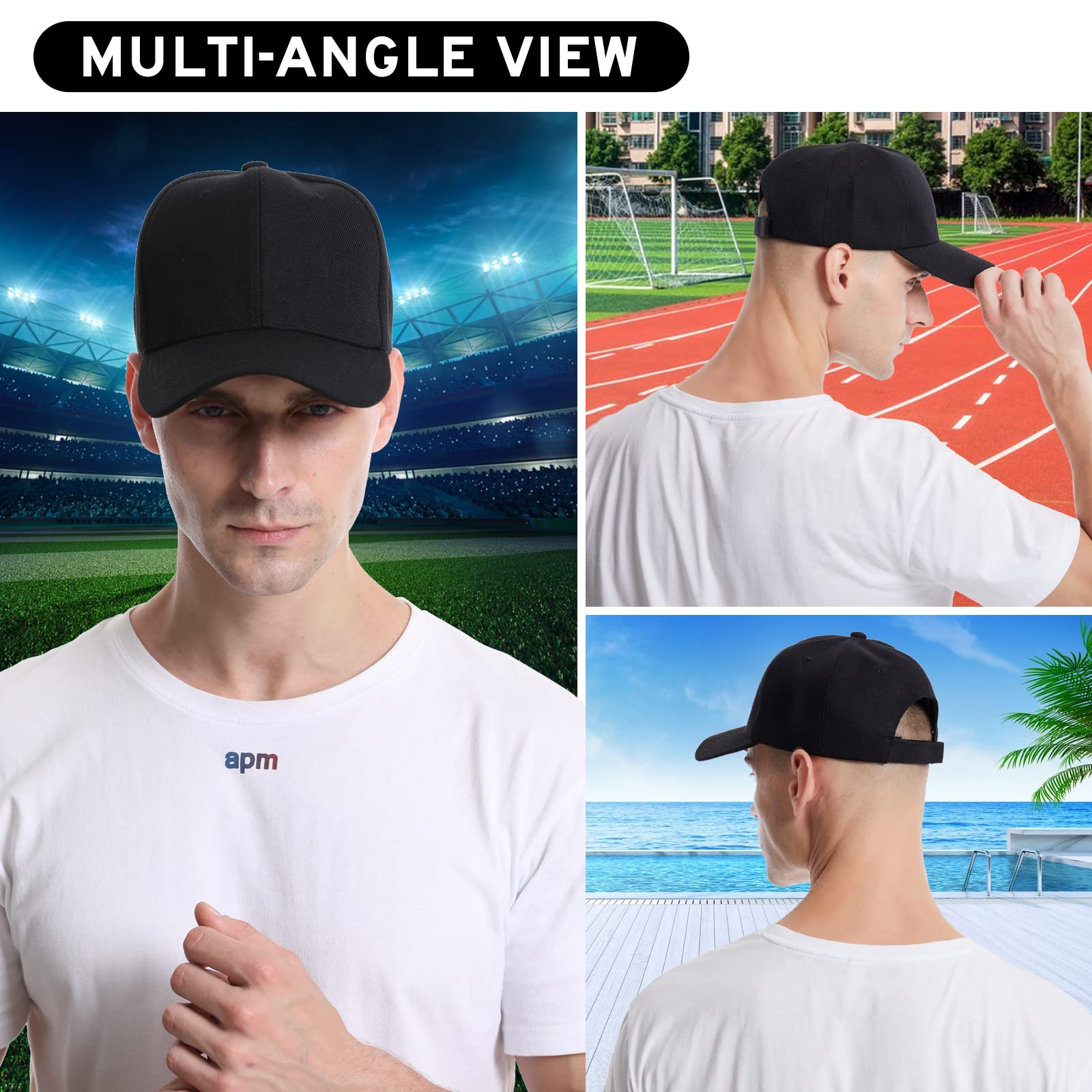 PLIOPYIK White Black Baseball Cap, Unisex Adjustable Womens Mens Baseball Cap Golf Dad Hat