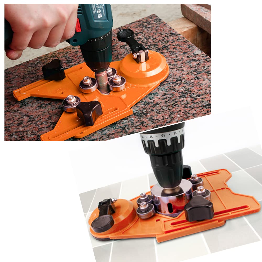 Mdvora Diamond Drill Bits, 15pcs Diamond Hole Saw(1/4''-2'') with Adjustable Hole Saw Guide Jig Fixture, Tile Hole Saw Set for Ceramic, Glass, Porcelain, Marble