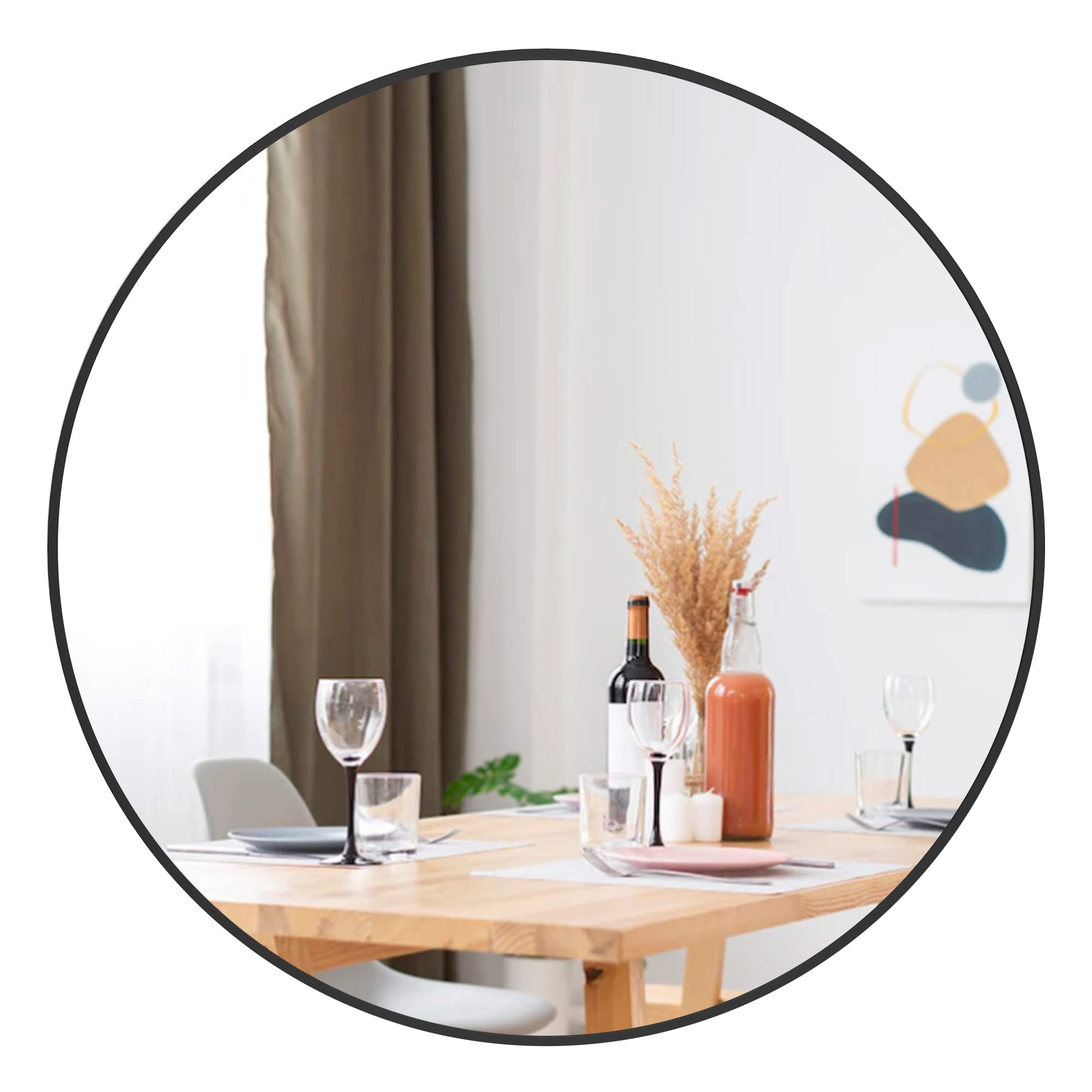 UMZODO 30 Inch Frameless Beveled Edge Circle Wall Mirror for Bathroom, Vanity, Bedroom (30 Inch)