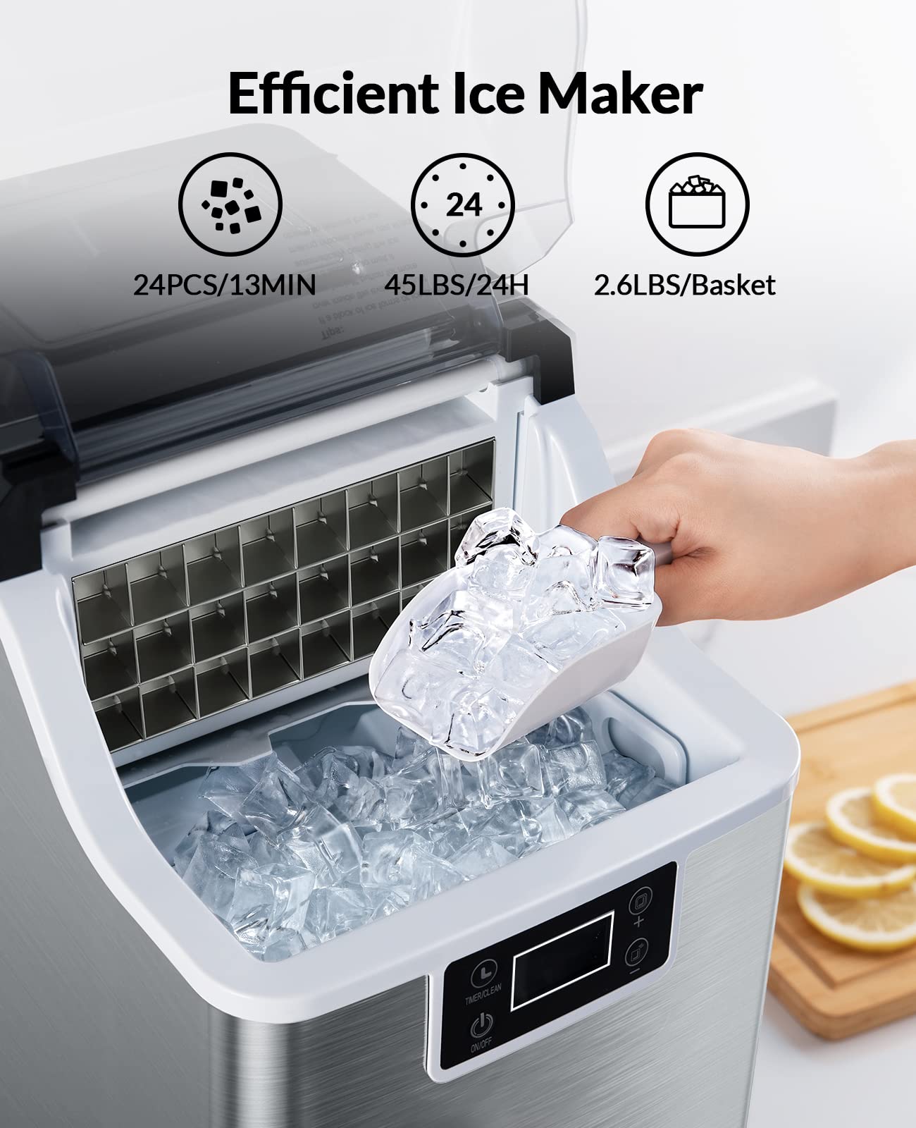 Silonn Countertop Ice Maker + Vikan Remco Color-Coded Plastic Hand Scoop