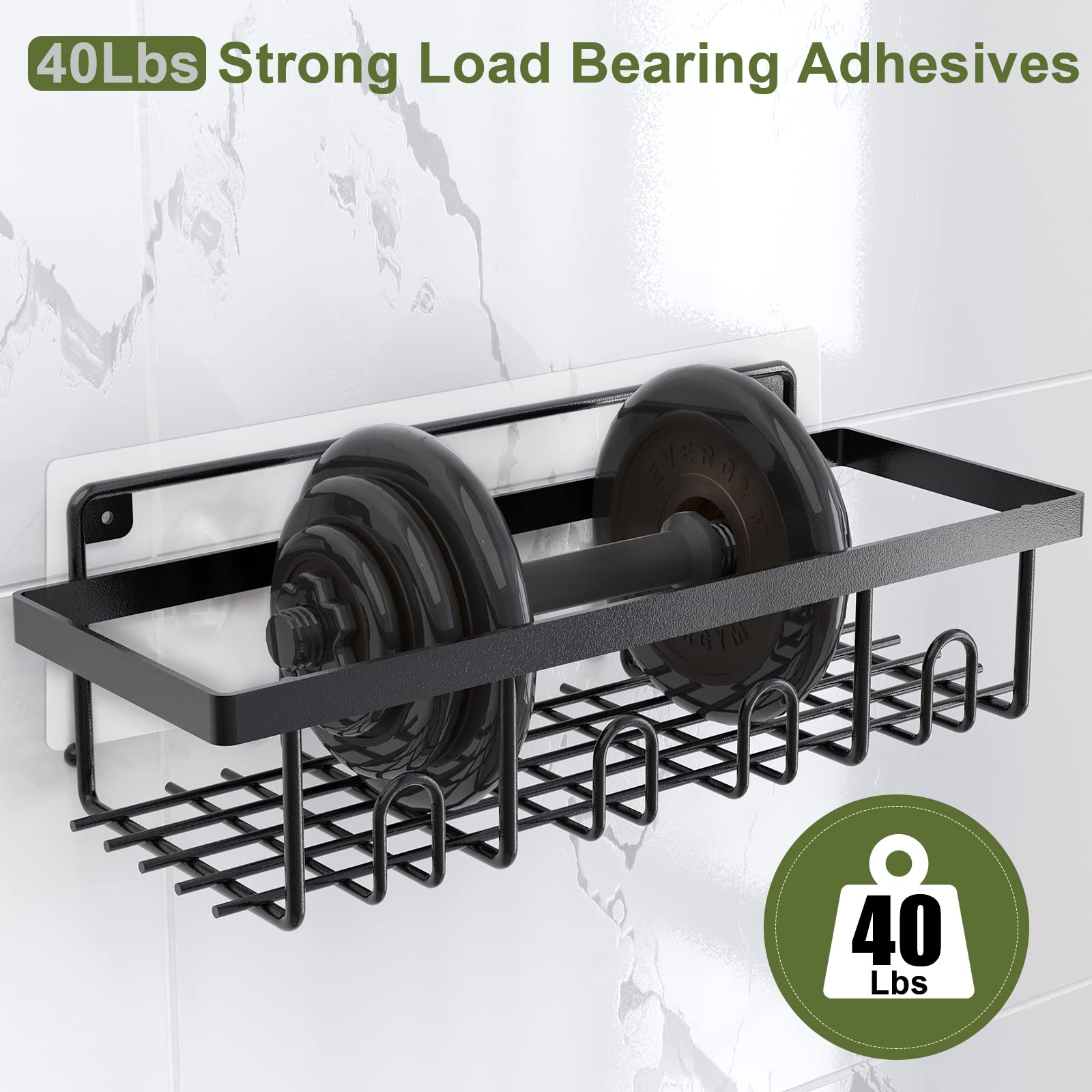 Meafuly Shower Caddy Shelf Organizer Rack - Stainless Steel with Hooks Bathroom Cabinet Organizer Shelf Space Saving and Easy to Organize 4 Piece decor Wall Shelf Set with 40lb Weight Capacity