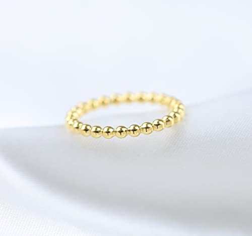 MYNENEY 2mm Stainless Steel Knuckle Rope Beaded Style Classical Simple Plain Stackable Wedding Band Ring (3pcs-Gold, 10)
