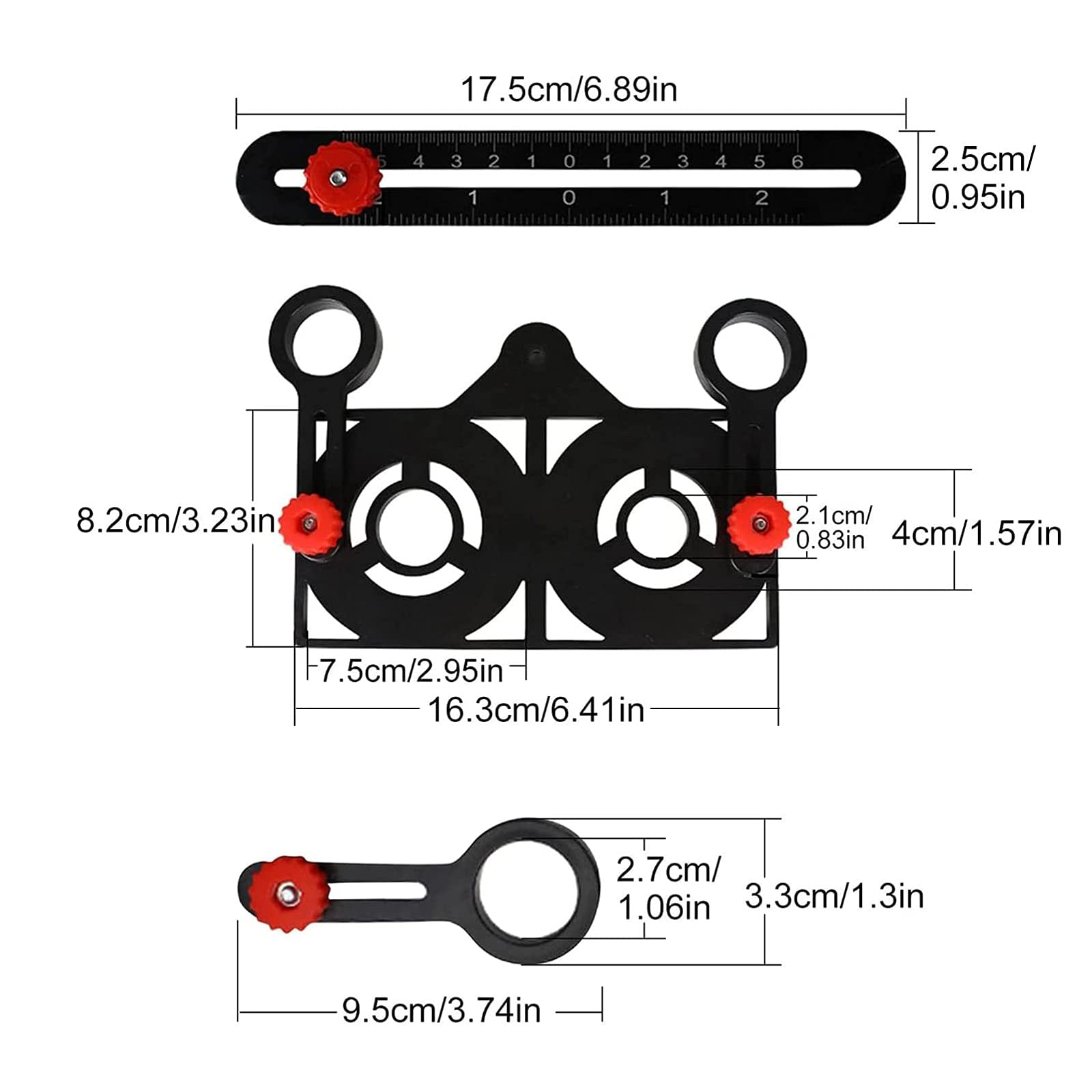 Multi Angle Measuring Ruler,12-Sided Angle Measurement Tool with Drill Locator,Aluminum Alloy Angle Measuring Ruler,Universal Opening Locator Measurement Tool