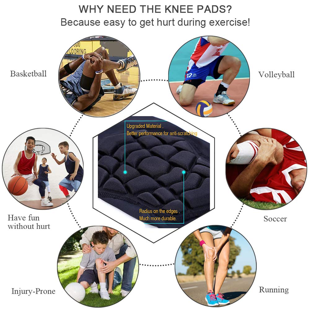 Knee Pads Knee Compression Sleeve for Basketball Volleyball Protector Gear, 1 Pair of Knee Sleeves Paded (White, X-Large)