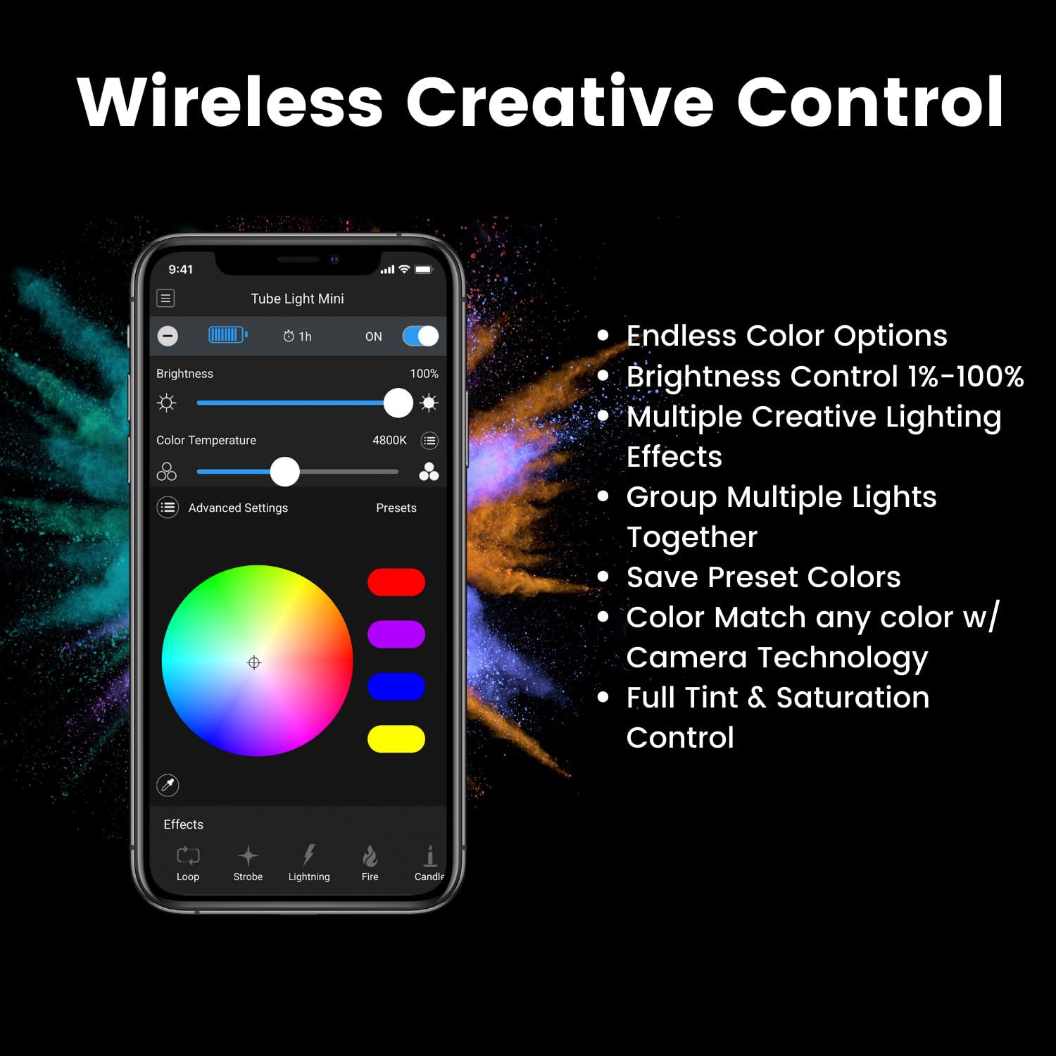Lume Cube Tube Light XL | RGBWW Continuous Light for Photo & Video | Bluetooth App Controlled | CRI 97+ Premium Light for Filmmakers