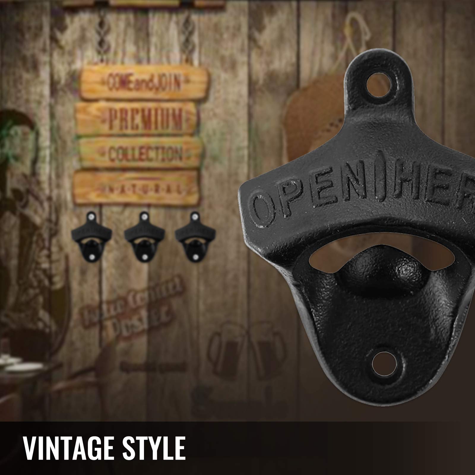 OrangeA Cast Iron Bottle Opener 100 Pcs Rustic Classic Wall Mount for Home Bars and Man Cave