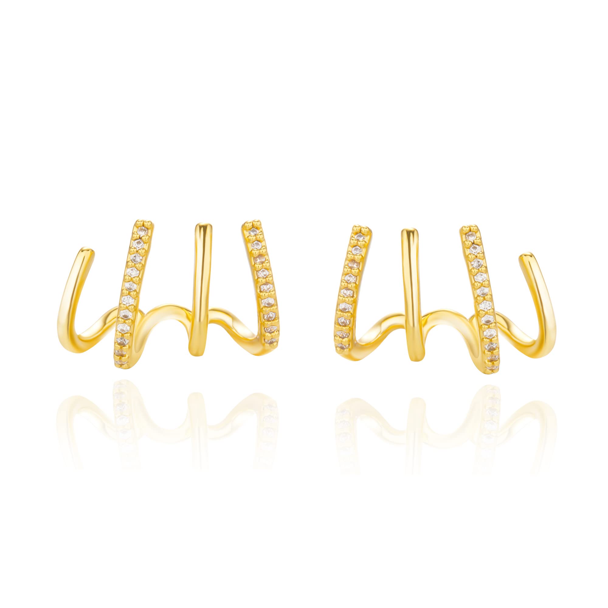 Needle Claw Earrings Cuff for Women Zircon Stud Ear Cuffs Hoop Earrings for Women Multi HoopTrendy Dainty Tiny Ear Wrap Cuff Piercing Studs Earrings for Women
