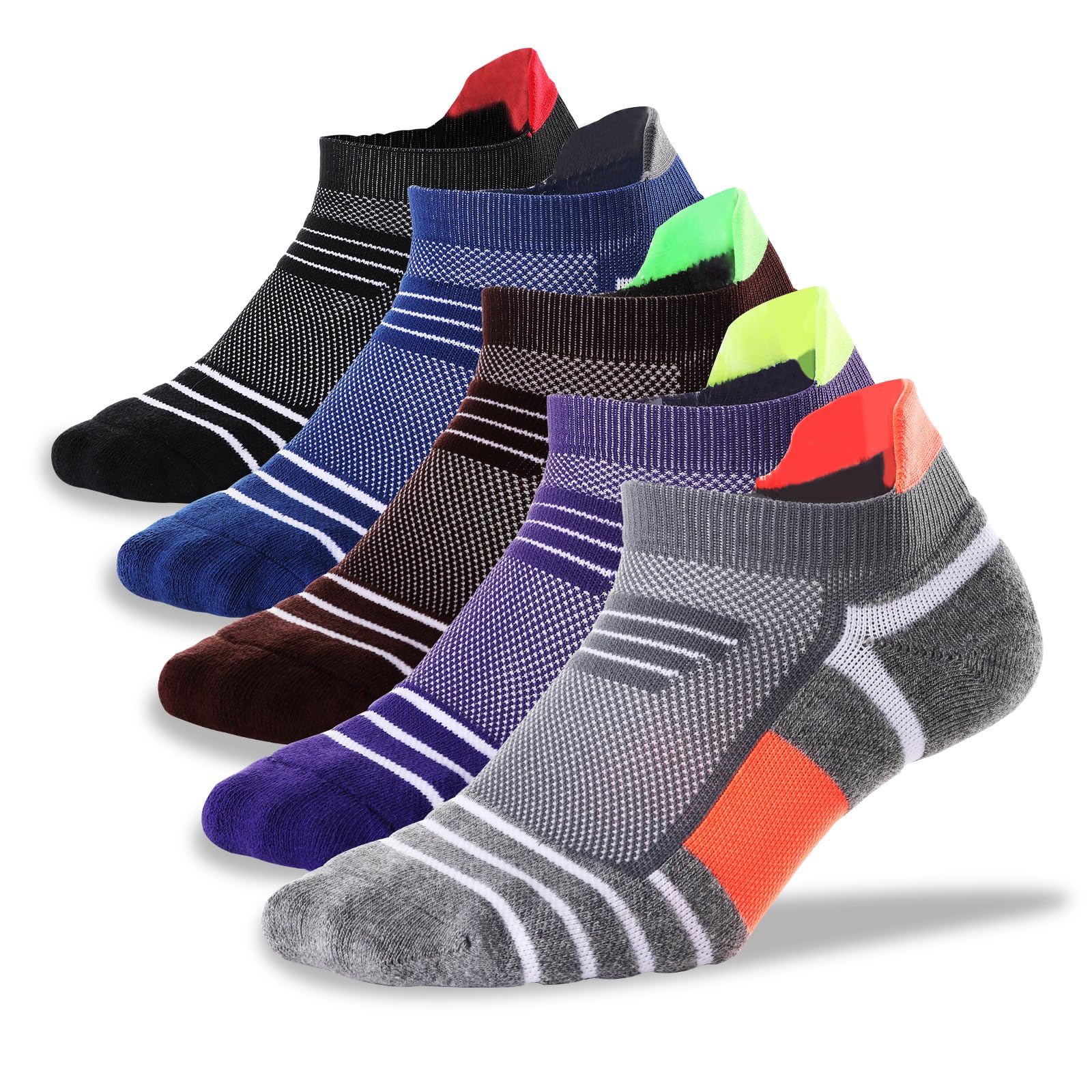 Kodal Copper Cushioned Athletic Ankle Socks, Low Cut Training Socks, Odor Free, Moisture Wicking, Arch Compression (5 Pairs)