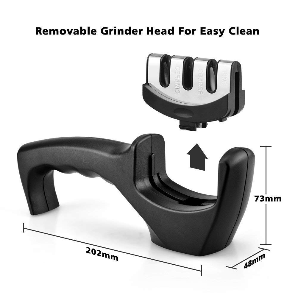 Knife Sharpener Honing Steel Sharpening - Professional 10 Inch Knife Sharpeners Rod Restore Blade Quickly for Kitchen, Chef, Butcher, Hook and Cleaning Cloth Included (Black)