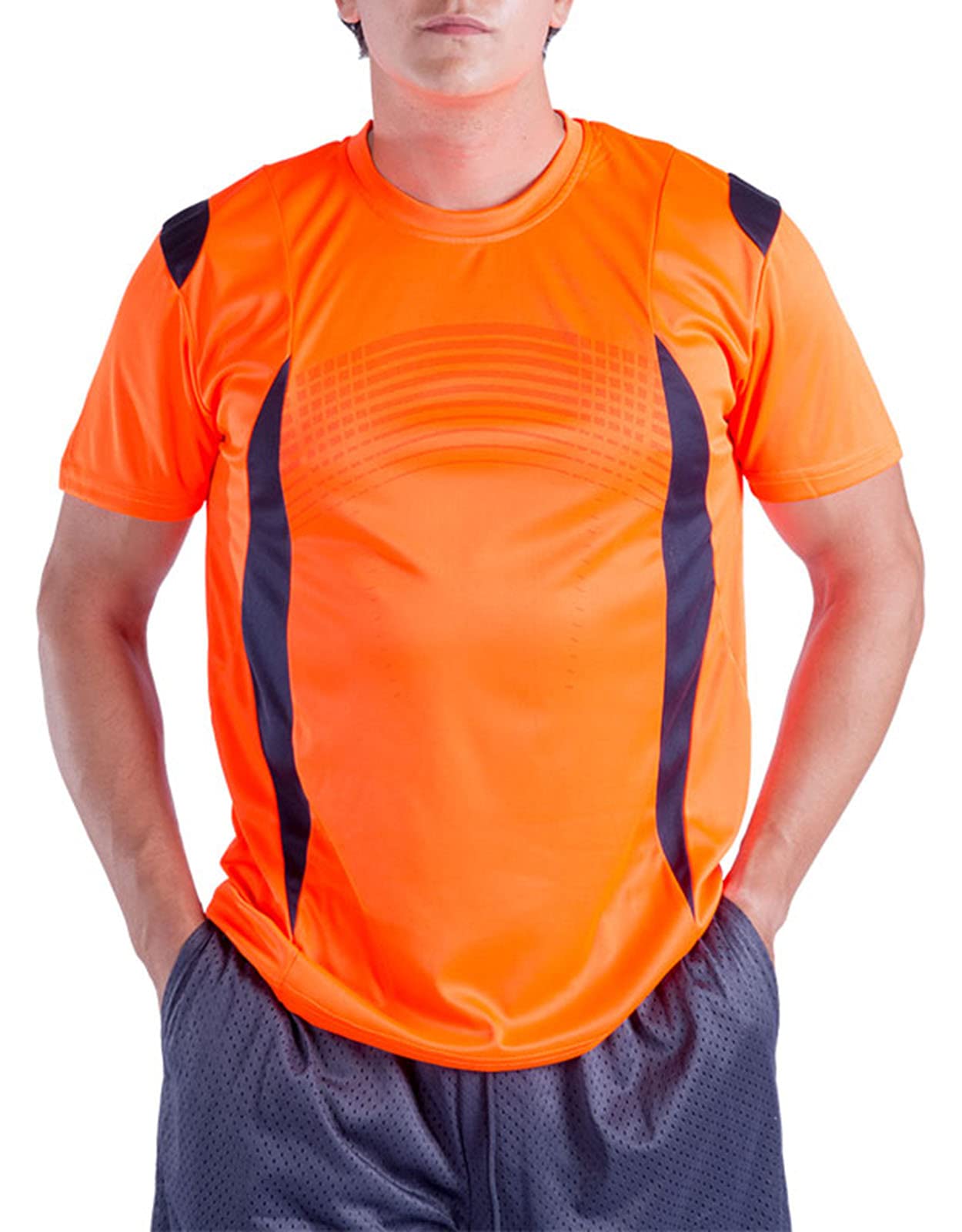LeeHanTon Men's Moisture-Wicking Sportswear Short Sleeve T-Shirt Yellow S