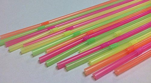 Party Dimensions 200 Count Flexible Multi-Colored Straws, Neon