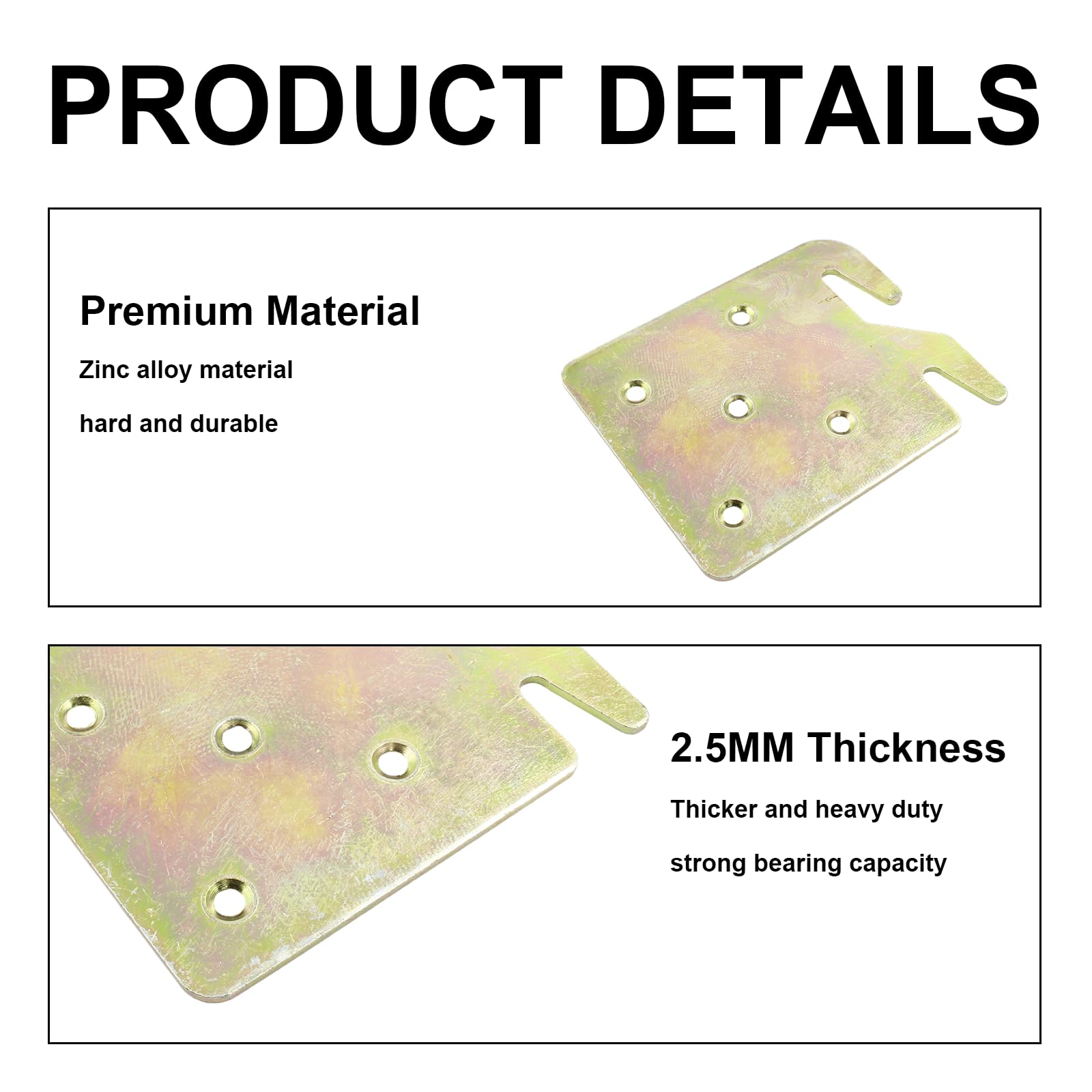 LifCratms 4Pcs Wood Bed Rail Hook Plates, Heavy Duty Bed Rail Fitting Bracket with Mounting Screws, Bed Frame Hardware Claw Hook Plate for Headboard and Footboard