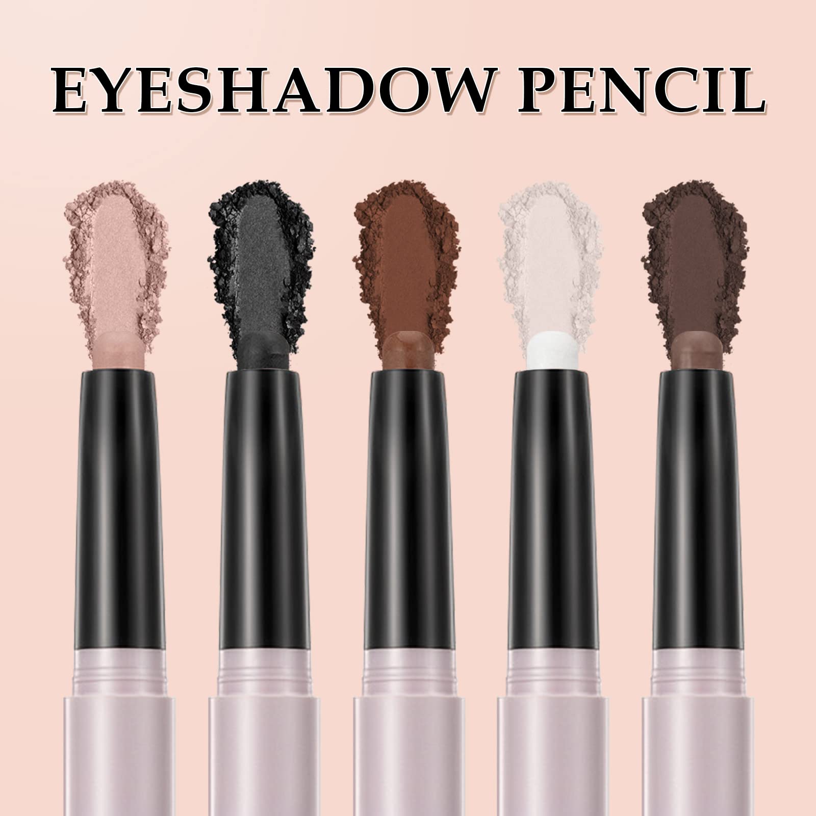 NewBang 5Pcs Matte Eyeshadow Stick Set,Neutral Brown Eye shadow Brightener Stick No Shimmer Creamy Eyeshadow Pencil Crayon,Waterproof Long Lasting Highlighter Eyeliner Eyeshadow Stick Makeup