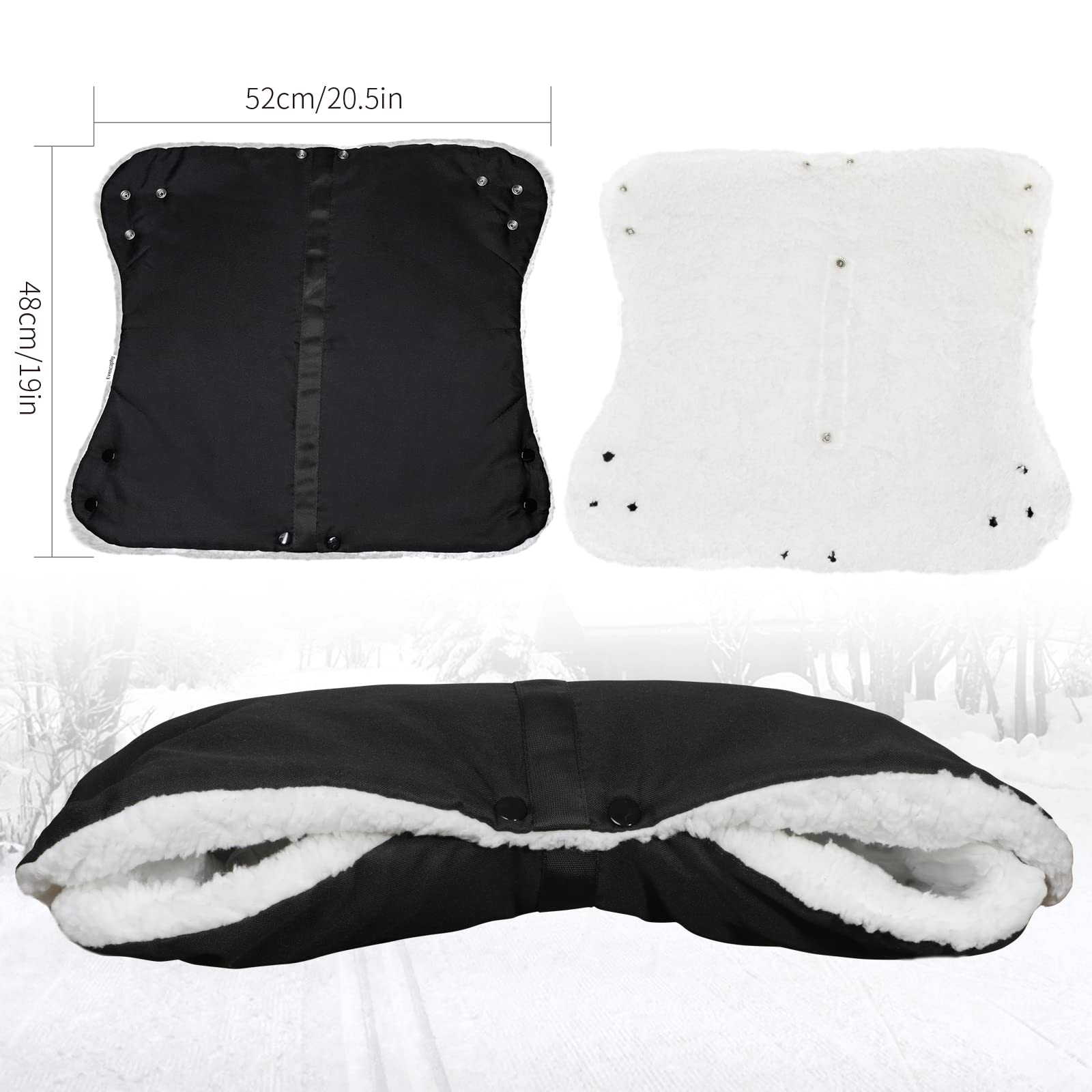 Stroller Gloves Winter Hand Warmmuffs - Evencaphy Anti-Freeze Stroller Mittens Extra Thick Windproof Warm Hand Gloves for Pushchair, Pram, Stroller & Car Seat Bar