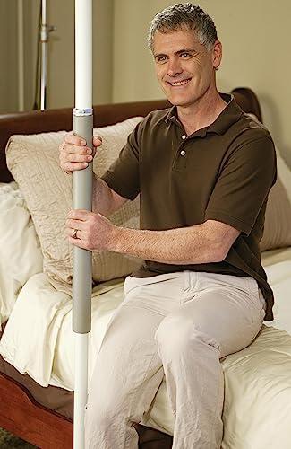 Stander Security Pole, Floor to Ceiling Transfer Pole, Elderly Grab Bar and Bathroom Rail with Padded Handle, Iceberg White