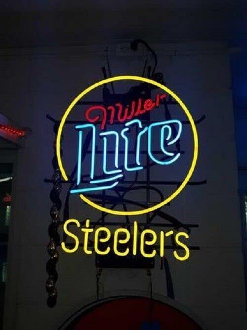 Queen Sense 24"x20" Millers Lite Steeler Neon Sign Light Man Cave Bar Pub Beer Decor Neon Lamp A124MLLV3PS