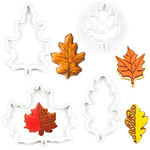 Orapink Autumn Leaf Cookie Cutters Shapes Set Shapes Set for Cake Decorating 4 Pieces Plastic Fall Maple Leaf Cookie Cutter