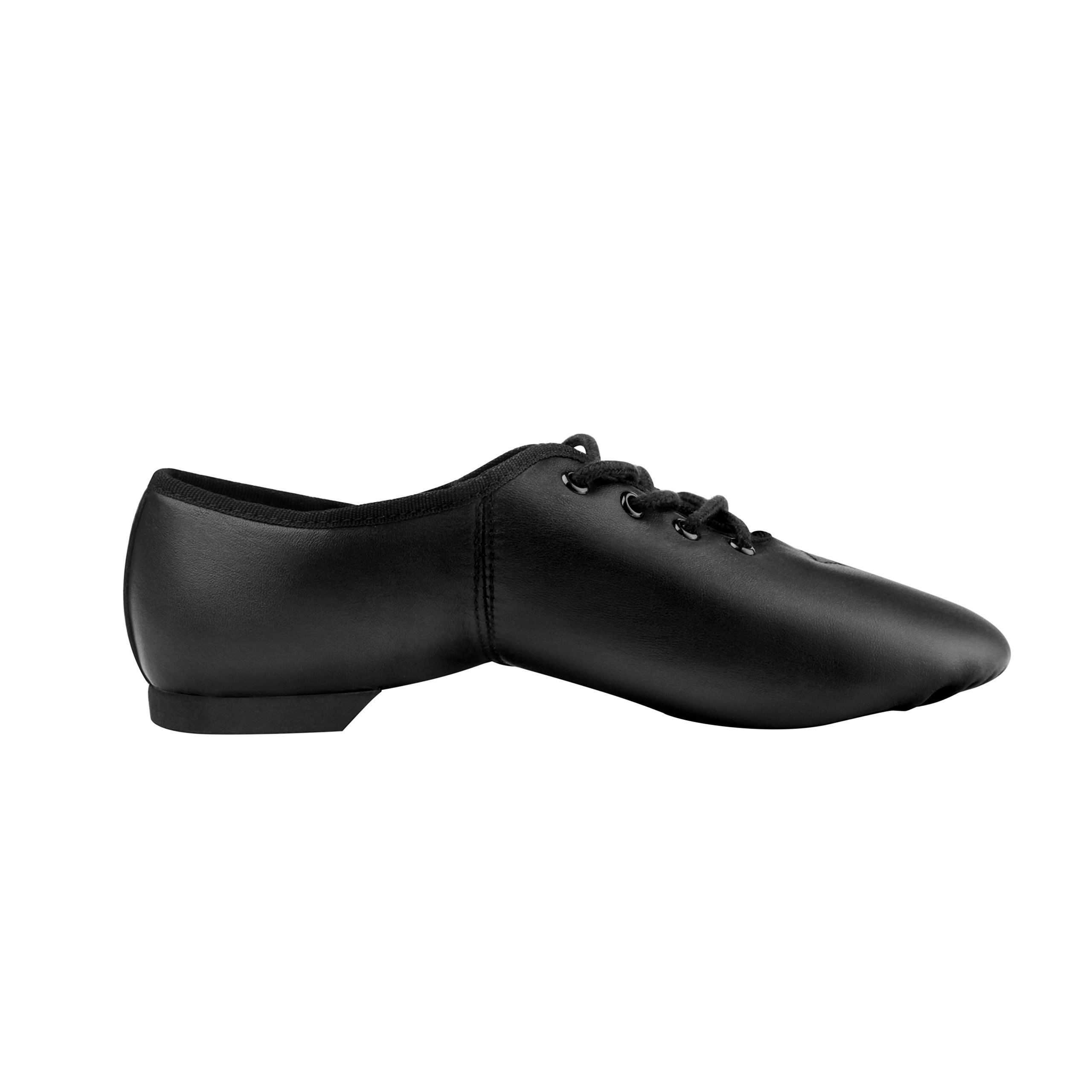 Linodes Leather Lace Up Unisex Jazz Shoe for Women and Men's Dance Shoes Black 8M