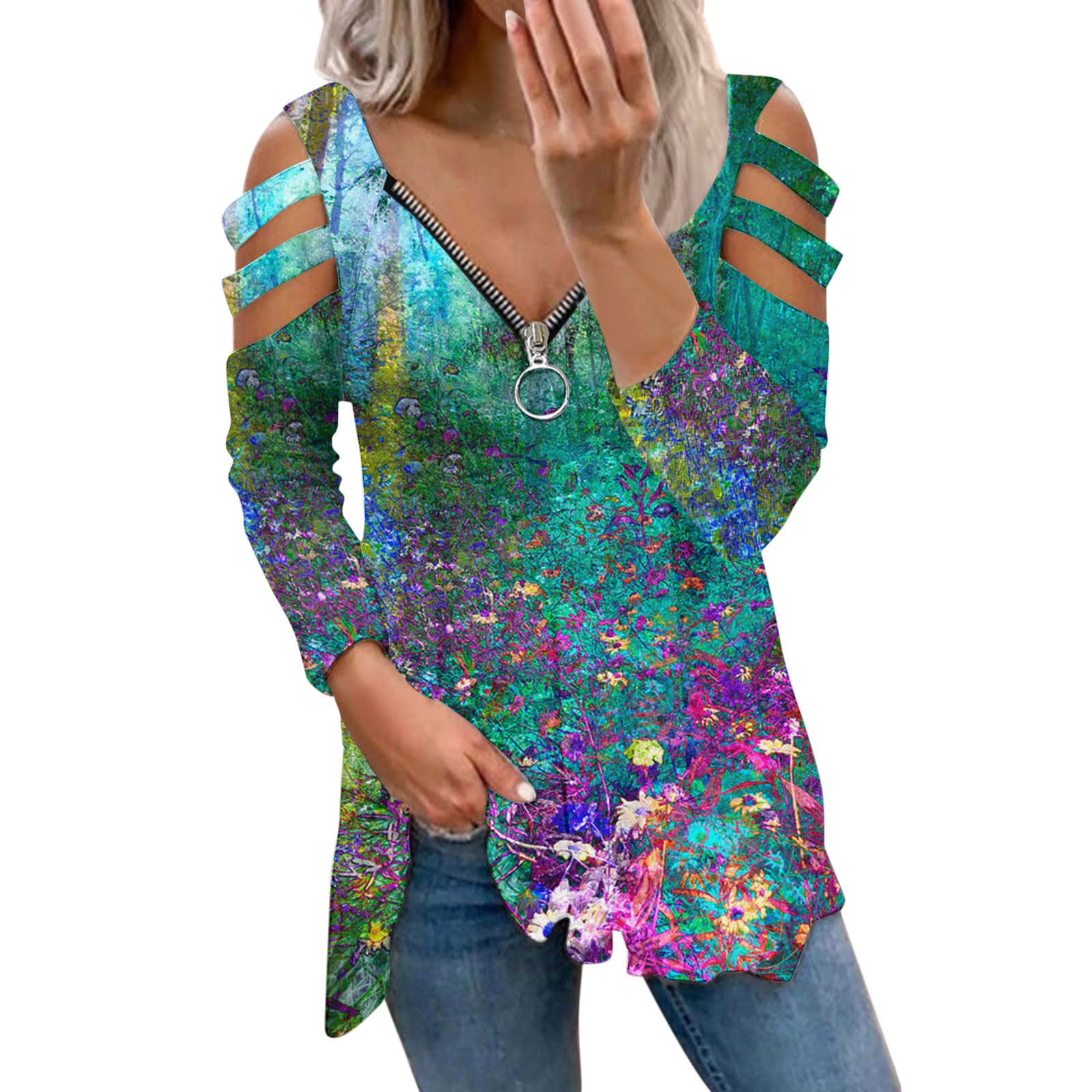 Plus Size Tops For Women 3/4 Sleeve Cotton Womens Long Sleeve Ribbed Tunic Tops Deep V Neck Button Slim Shirts
