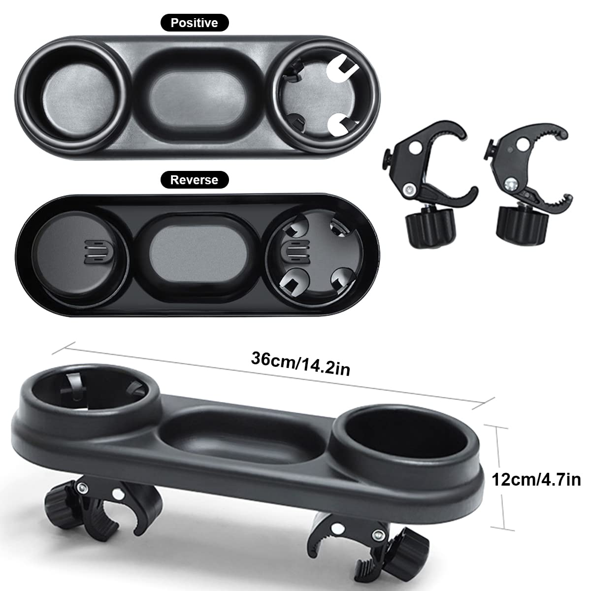 Stroller Snack Tray with Cup Holder Universal Stroller Food Tray Removable Non-Slip Grip Clip for Stroller Bar Reusable Stroller Snacks Holder for Strollers with Round Armrests