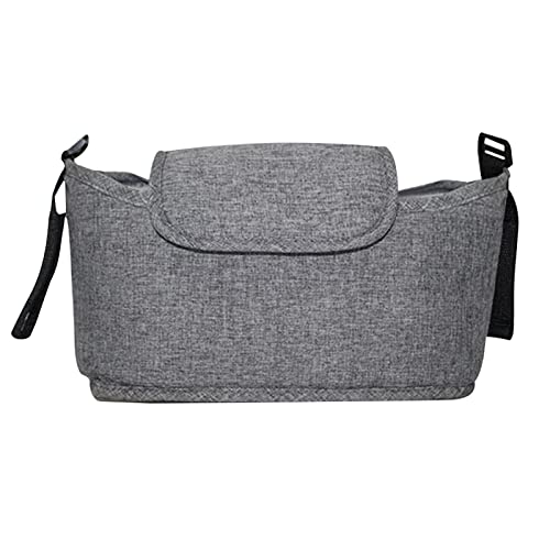 Universal Stroller Organizer,Non-Slip Stroller Caddy Accessories with Insulated Cup Holder,stroller bag organizer for Carrying Diaper, iPhone,Toys & Snacks,Fits Britax, Uppababy,BOB Stroller (Grey)