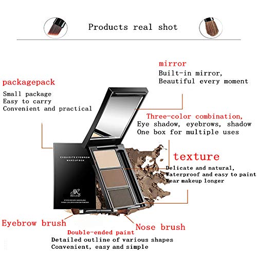 Makeup powder eyebrow powder 3-color eyebrow set-eyebrow color palette-beauty cosmetic eyebrow pencil for nose shadow-professional makeup eyebrow filler