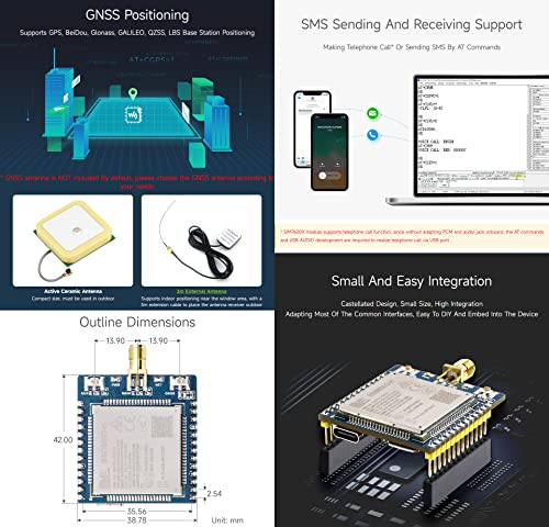 Waveshare SIM7600G-H 4G Communication Module, Multi-Band Support, Compatible with 4G/3G/2G, with GNSS Positioning-Pre-soldered Version