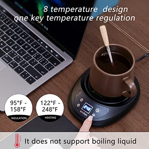 Oroton Coffee Mug Warmer&Cup for Office Desk Use,1-8 Hour Timer Settings,Electric Beverage Warmer with 8 Temperature Settings, Coffee Warmer Plate for Cocoa Tea Milk with Auto Shut Off