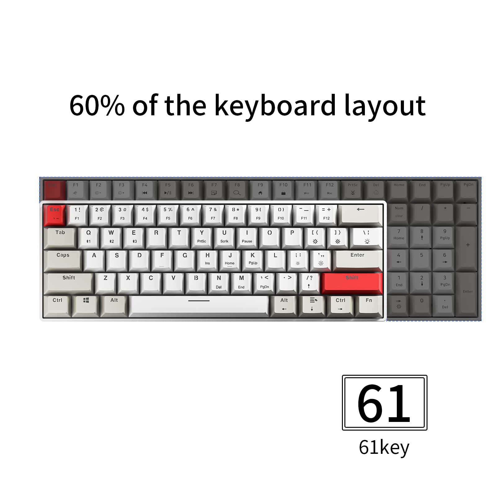 Newmen GM610 60% Mechanical Keyboard,Type-C/Bluetooth Keyboard with RGB Backlit, Hot-Swappable 61 Keys Compact Mechanical Keyboard for Mac/PC Gamer, Travel, Easy to Carry on Business Trip(Blue)