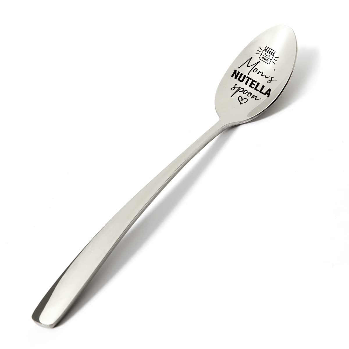 Mom's Nutella Engraved Spoon, Mom Nutella Lover Gifts Spoon Stainless Steel Gift for Mother's Day Birthday Christmas