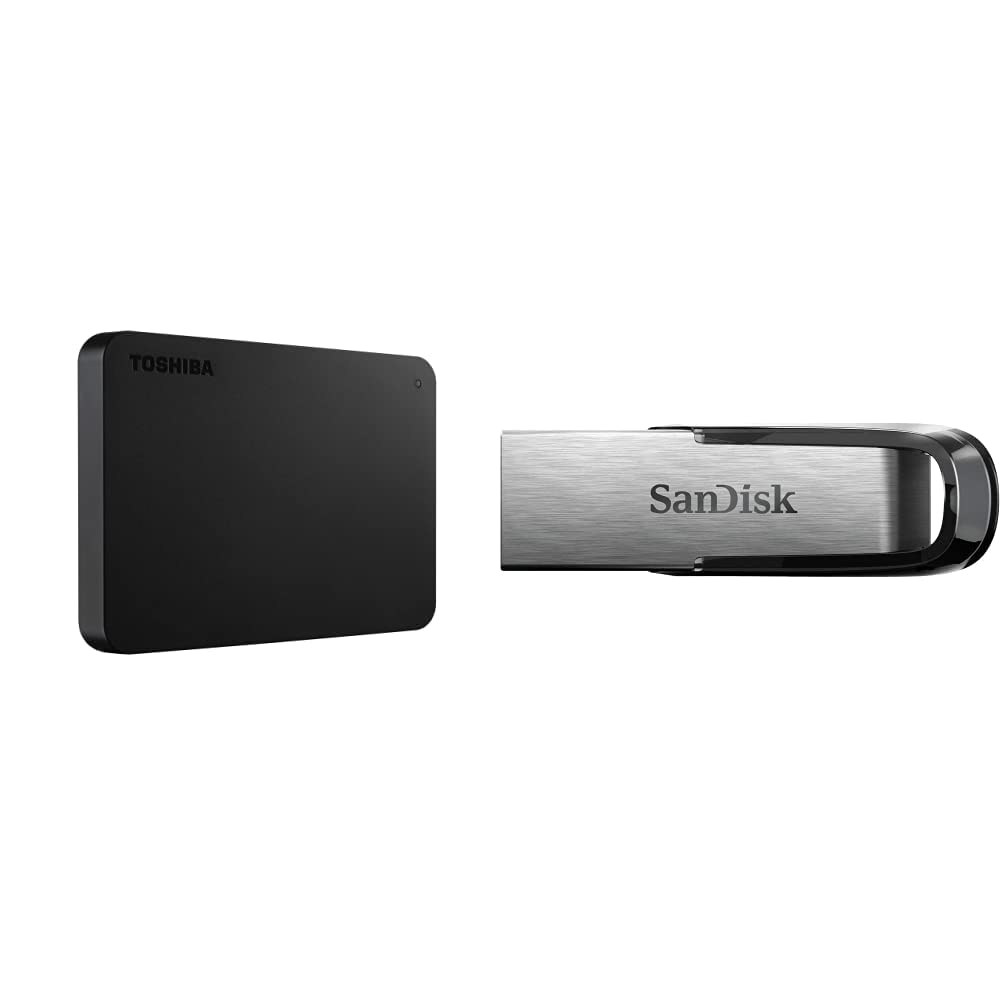 Toshiba Canvio Basics 2TB Portable Hard Drive and SanDisk 128GB USB Flash Drive Bundle