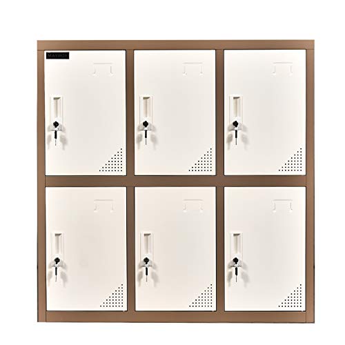 MAYROY Metal Locker Office Storage Locker Home Steel Locker School Storage Organizer, Storage Cabinet for Kids Students Employee (White, W6D)